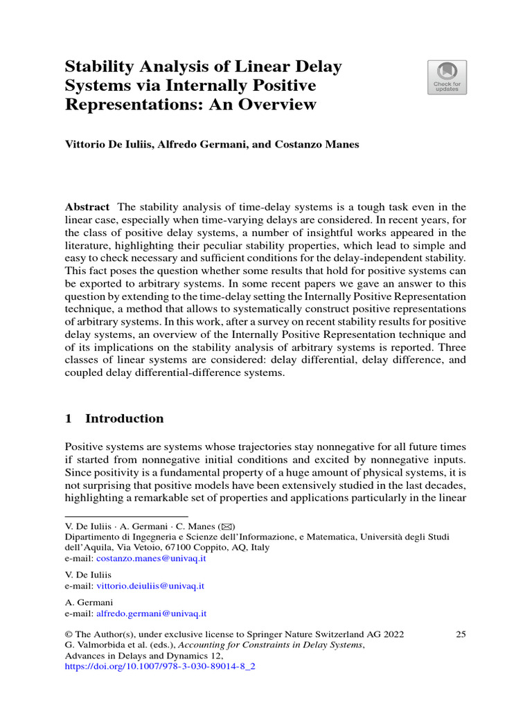 Stability of Linear Delay Systems | PDF | Matrix (Mathematics ...