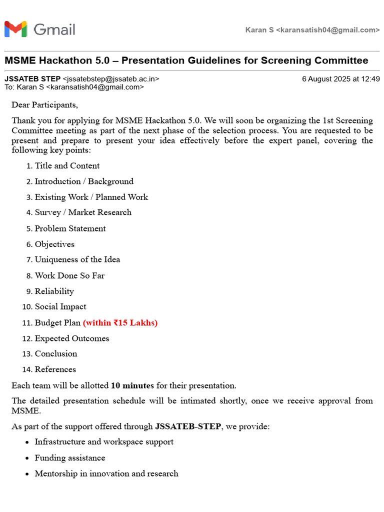 Gmail - MSME Hackathon 5.0 - Presentation Guidelines For Screening ...