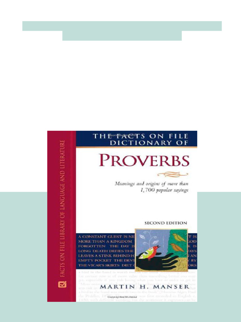 The Facts on File Dictionary of Proverbs 2nd Edition Martin H. Manser ...
