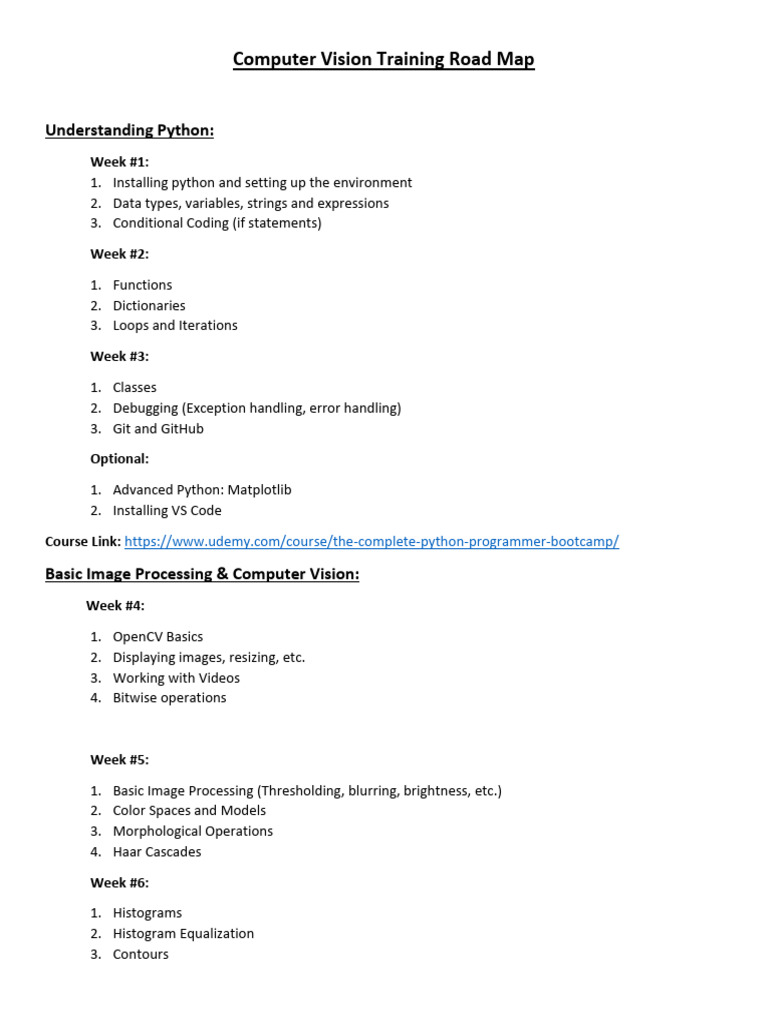 Computer Vision Road Map | PDF | Computer Vision | Deep Learning