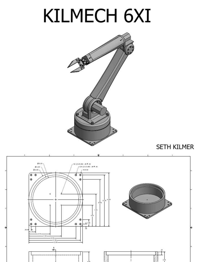 Robotic Arm Technical Drawings | PDF | Geometric Measurement | Angle