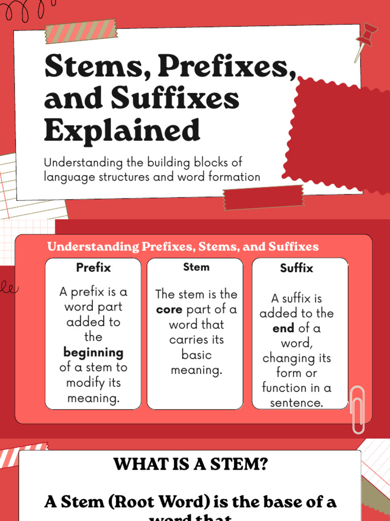 Presentation - Stems, Prefixes, and Suffixes Explained | PDF