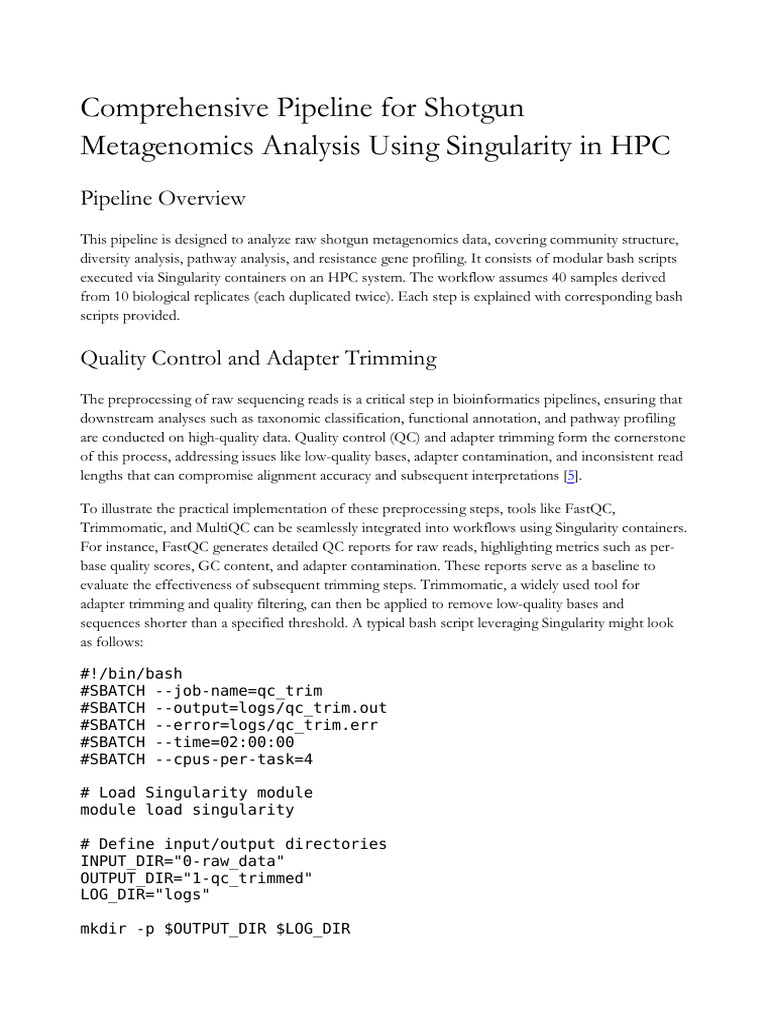 Comprehensive Pipeline For Shotgun Metagenomics Analysis Using Singularity in HPC | PDF | Dna ...