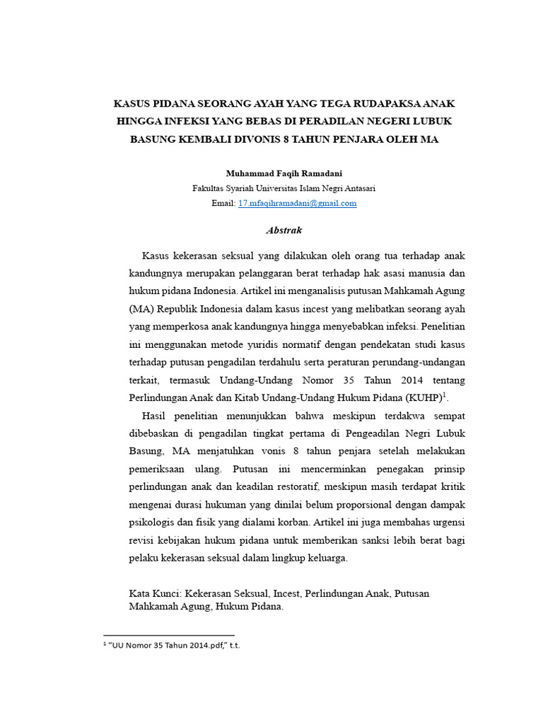 Vonis 8 Tahun Ayah Ruda Paksa Anak | PDF