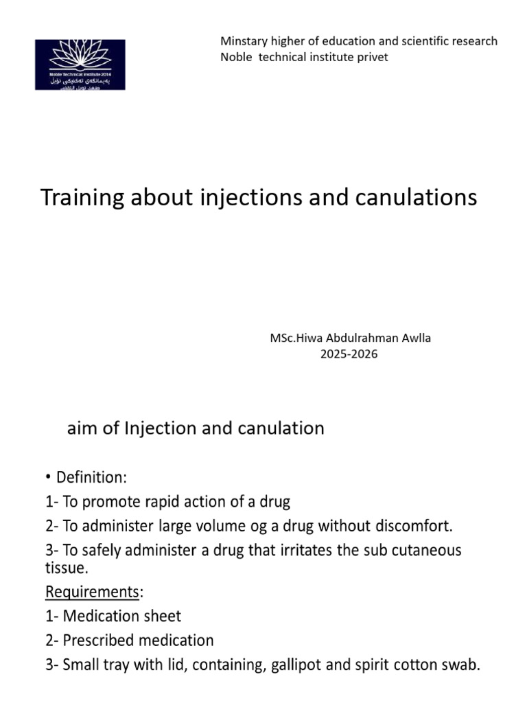 Canula and Injections - 7a8fd66f F8a5 41ca 8b94 D38f9e3348e0 | PDF