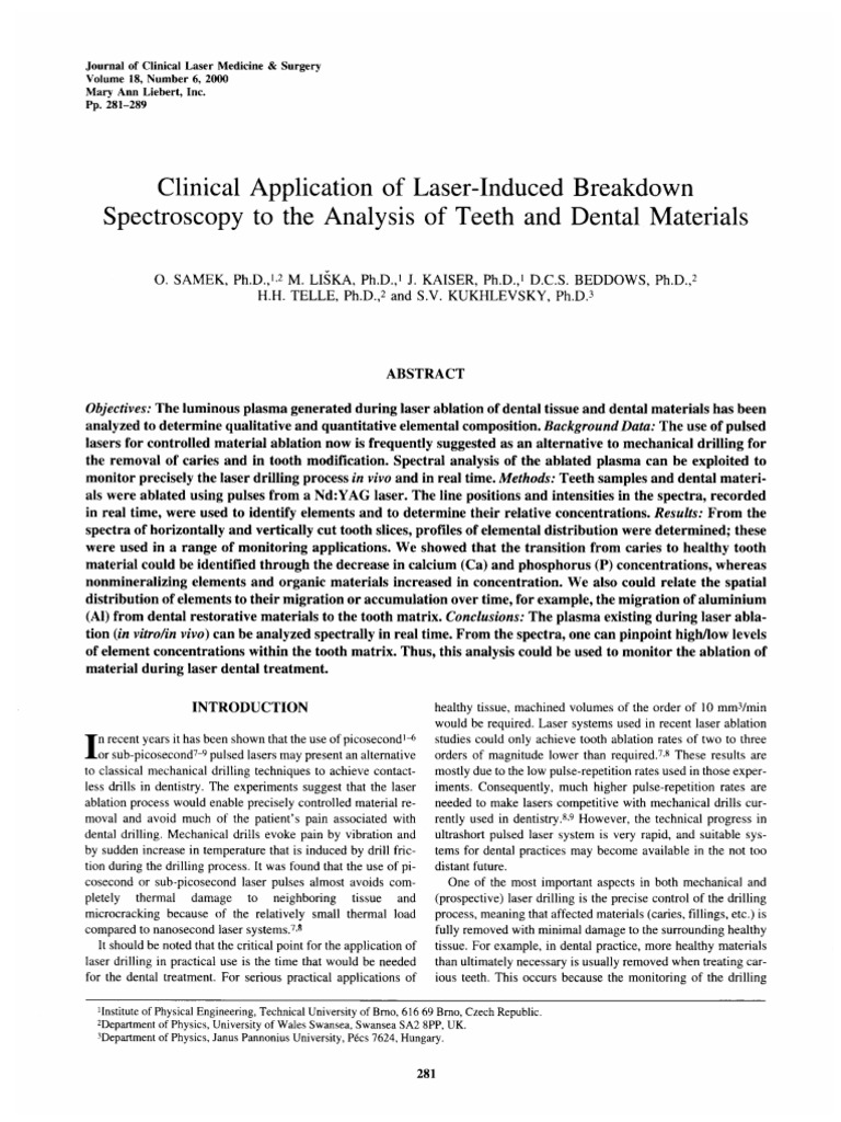 Clinical Application of Laser-Induced Breakdown Spectroscopy To The ...