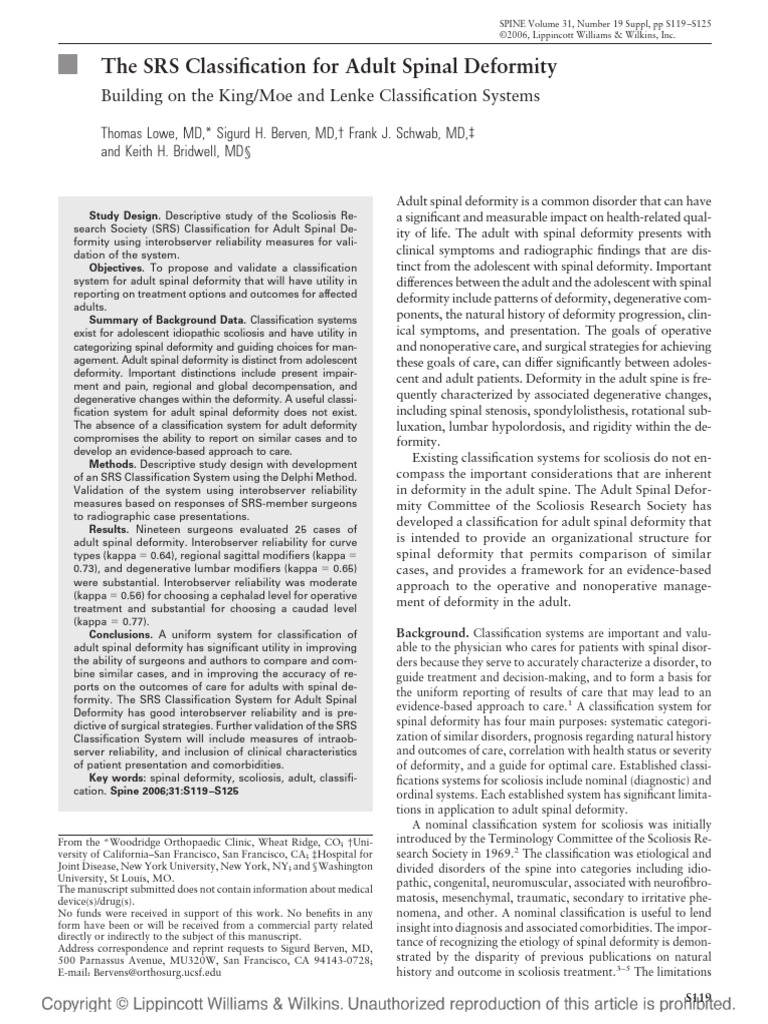 Low 2006 - The SRS Classification For Adult Spinal Deformity - Building ...