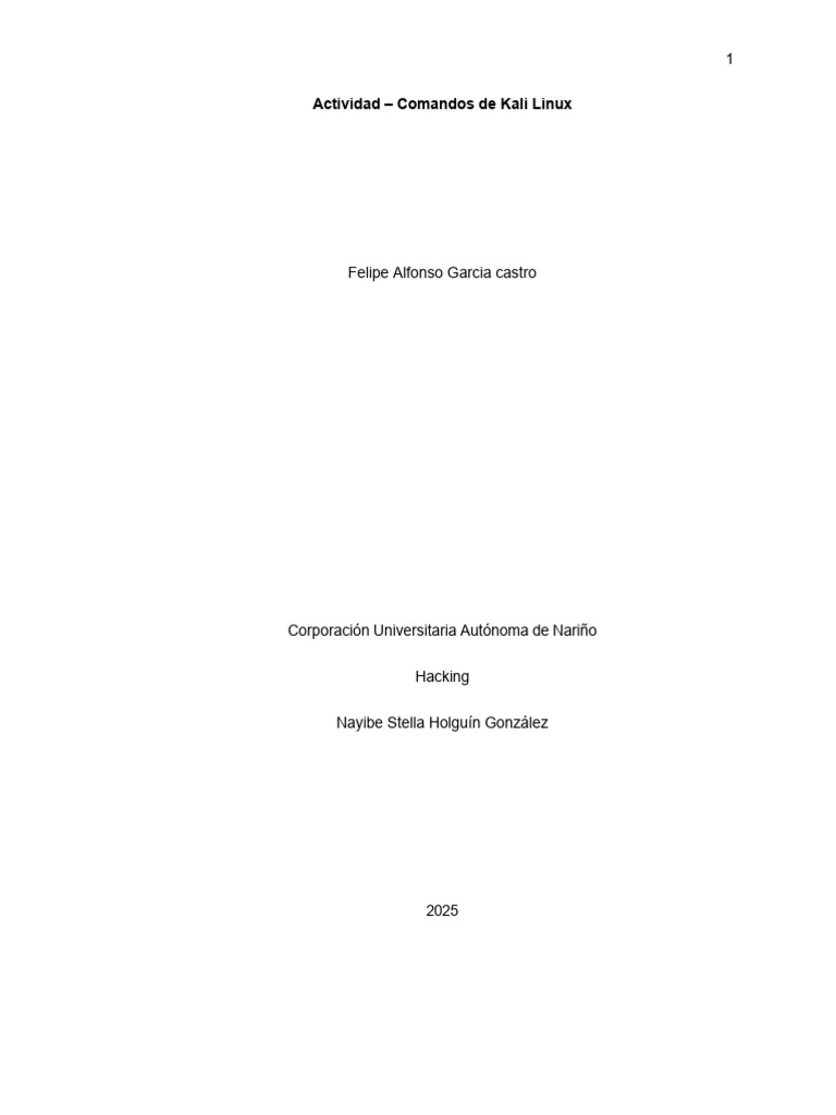 Actividad - Comandos Kali-Linux | PDF | Archivo de computadora | Informática