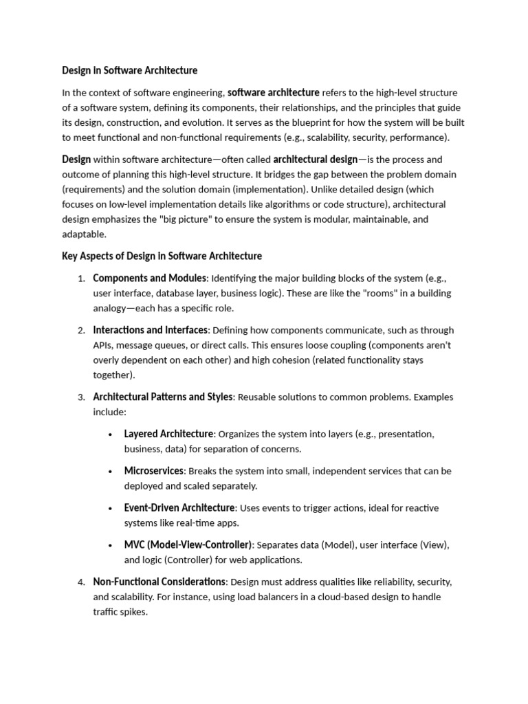 Design in Software Architecture | PDF | Class (Computer Programming) | Software Architecture