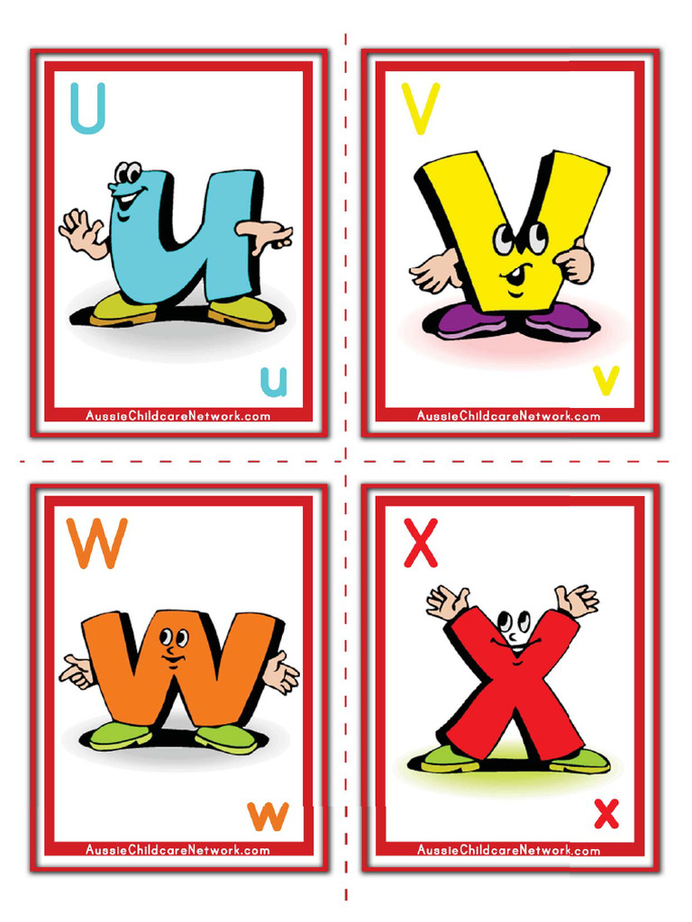 Flash Cards Alphabets UVWX | PDF