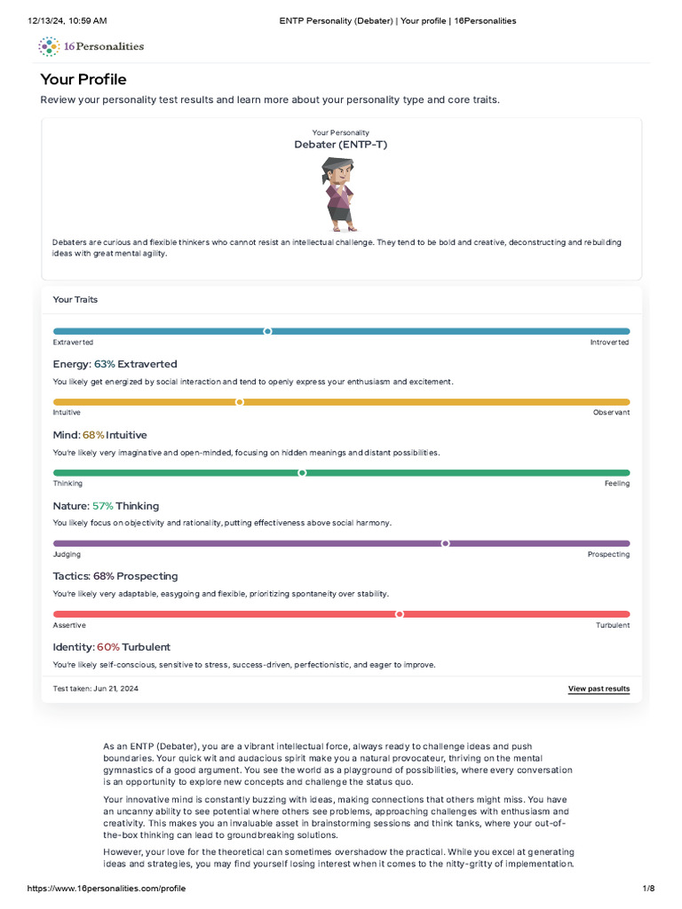 Understanding the ENTP Debater Profile | PDF | Creativity ...