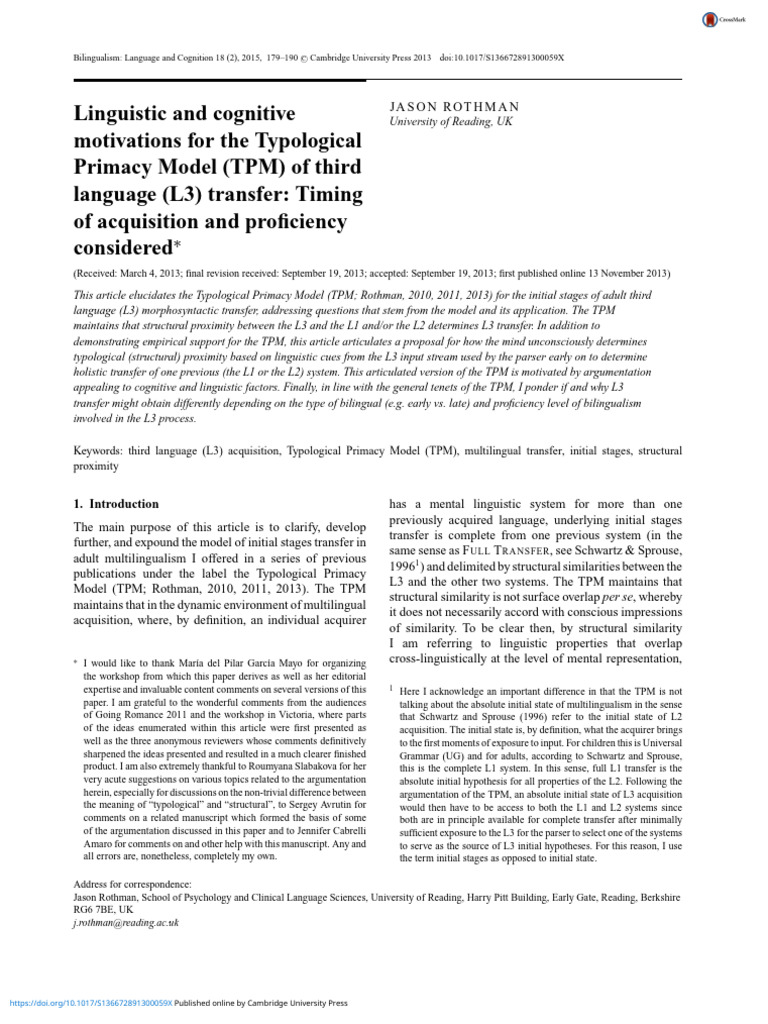 Paper6 Linguistic and Cognitive Motivations For The Typological Primacy Model TPM of Third ...
