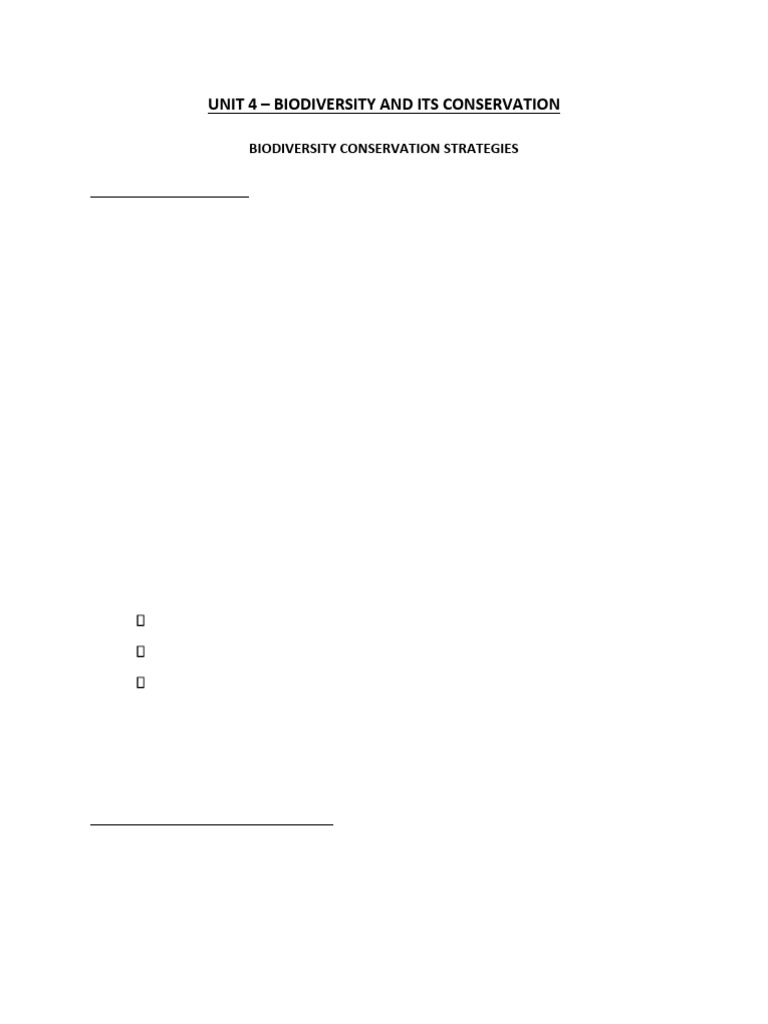 Unit 6 - Biodiversity Conservation Strategies | PDF | Conservation ...