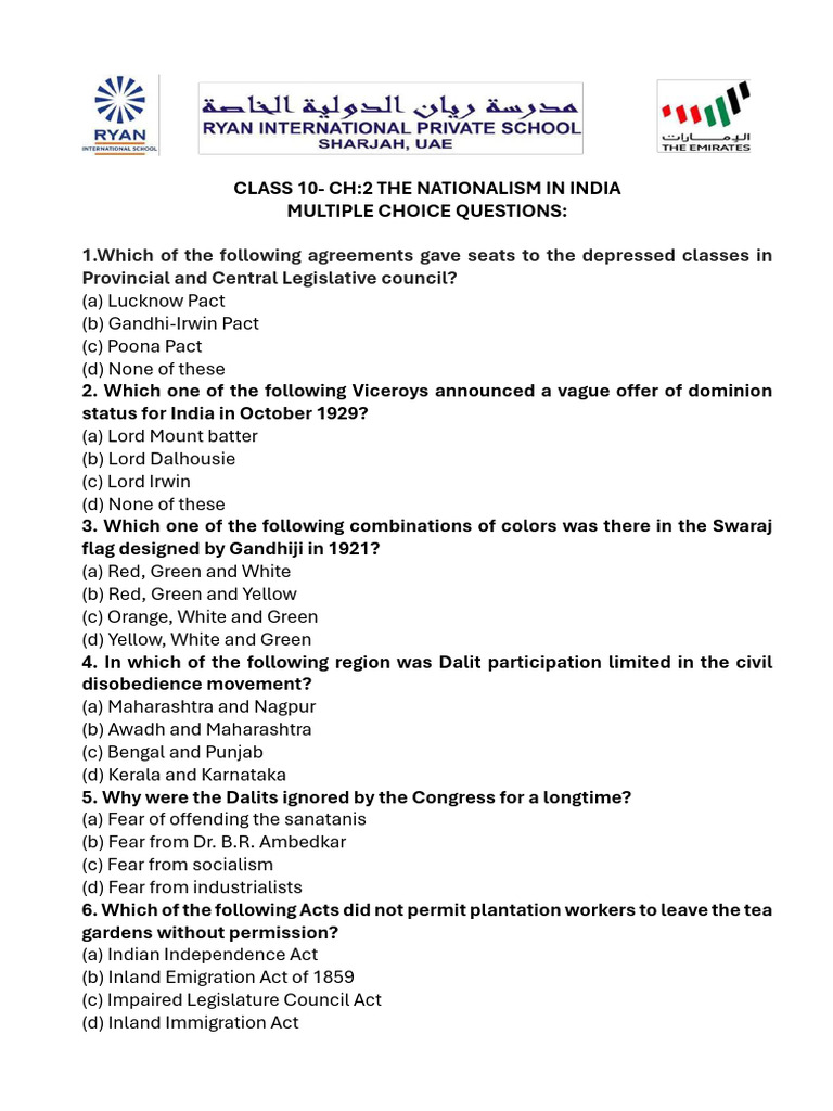 The Nationalism in India-WORKSHEET-1 | PDF | Mahatma Gandhi | Nationalism