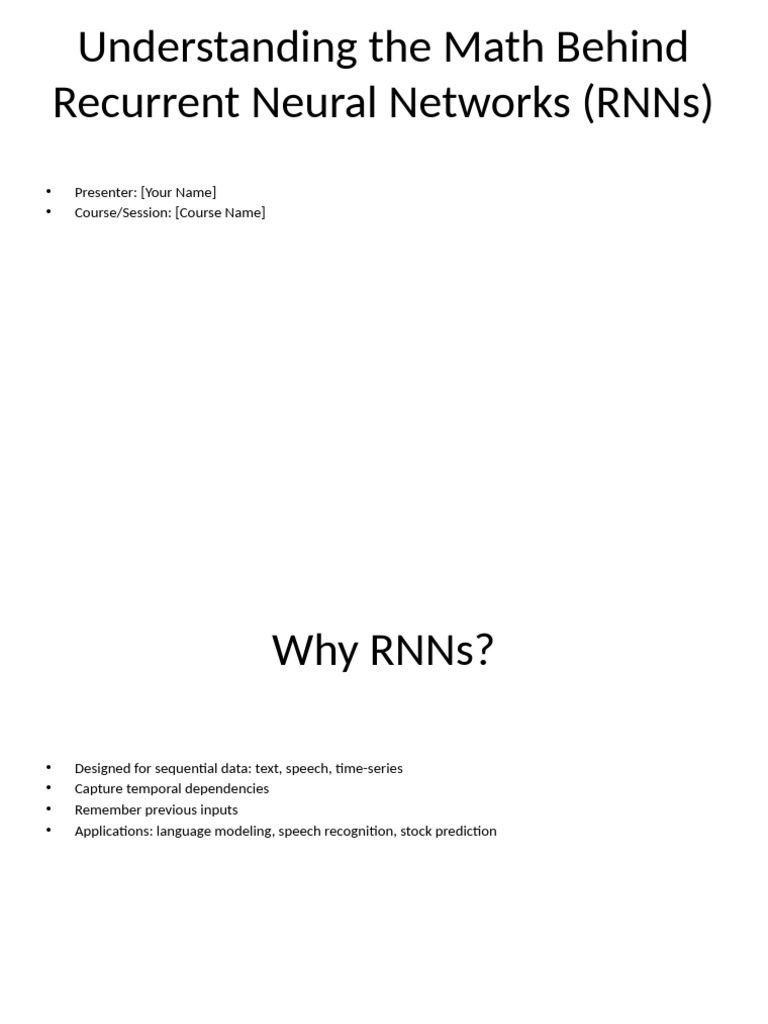 RNN Math Concept | PDF