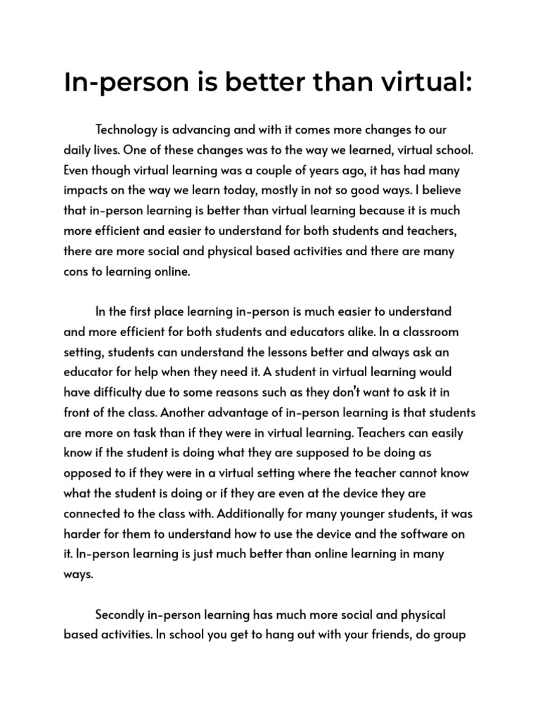 Inperson School Vs Virtual | PDF | Learning