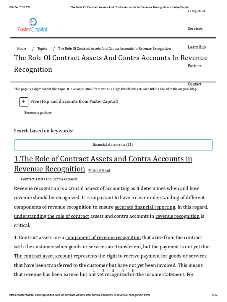 The Role of Contract Assets and Contra Accounts in Revenue Recognition ...