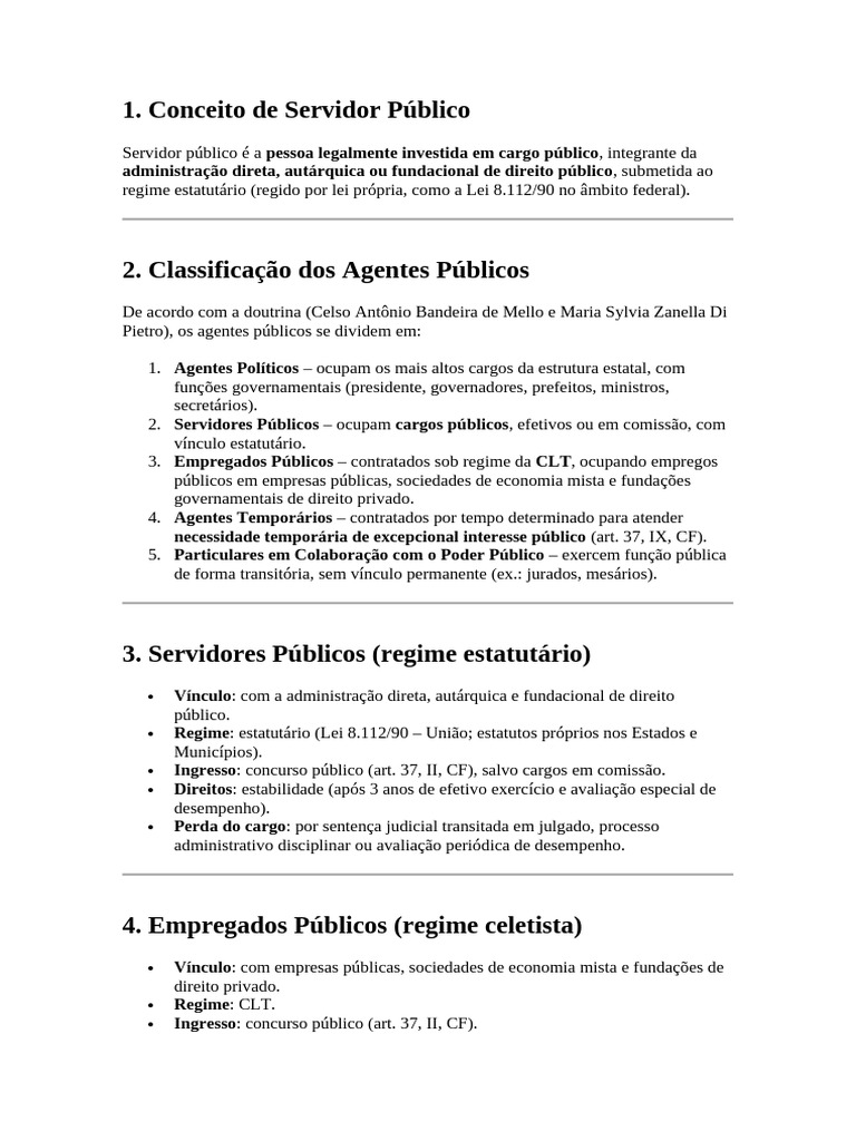 Classificação dos Agentes Públicos e Servidores | PDF | Administração ...