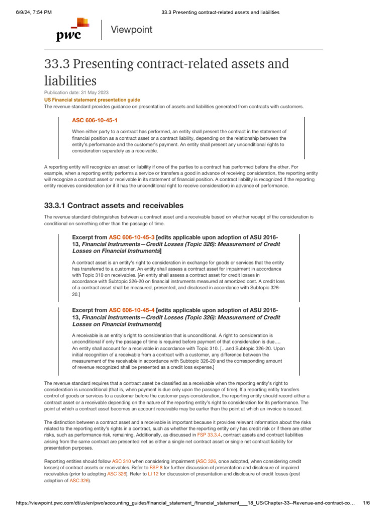 Contract Assets and Liabilities Explained | PDF | Balance Sheet ...