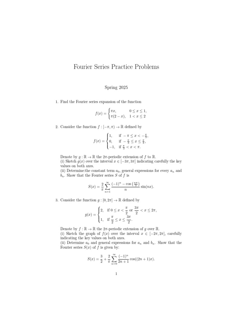Fourier Series 2025 Problems | PDF | Harmonic Analysis