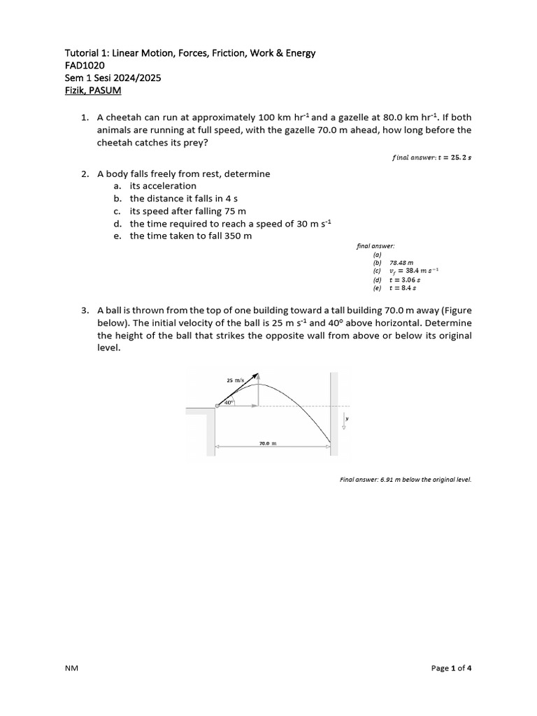 Physics Tutorial: Motion & Forces Basics | PDF | Force | Friction