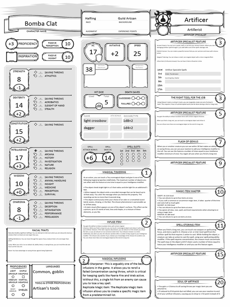 Bomba Clat Character Sheet | PDF | Role Playing Games