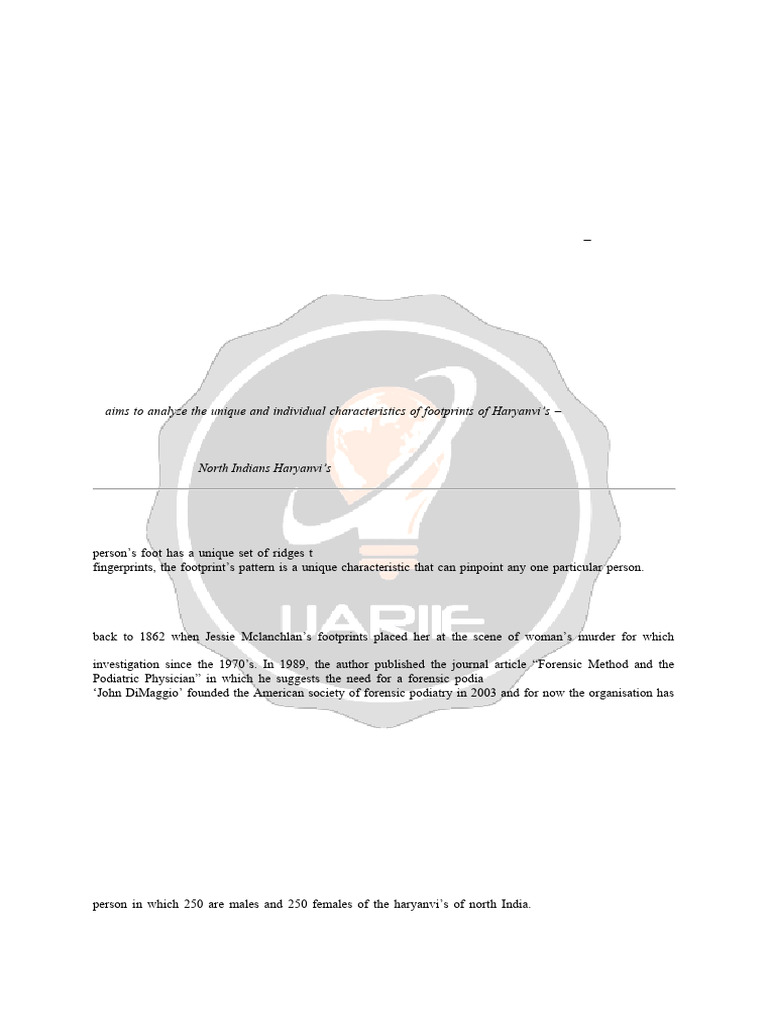 Footprint Characteristics Which Make Them Unique From The Forensic ...