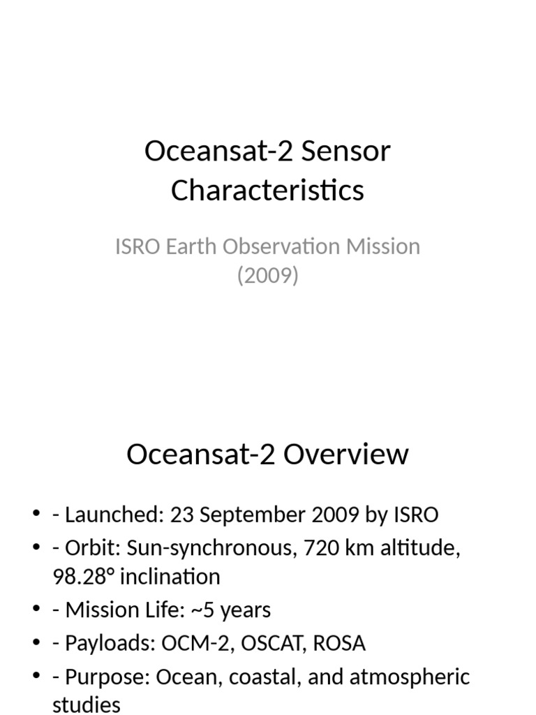 Oceansat-2: ISRO's Ocean Observation Mission | PDF