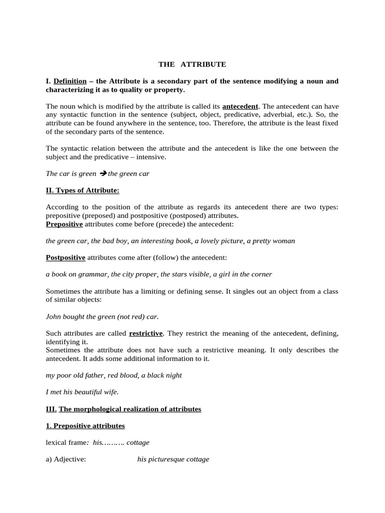 Understanding Attributes and Apposition | PDF | Adjective | Syntax