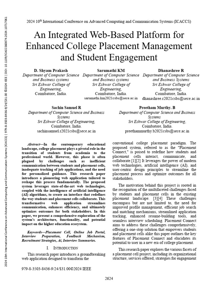 An Integrated Web-Based Platform For Enhanced College Placement ...