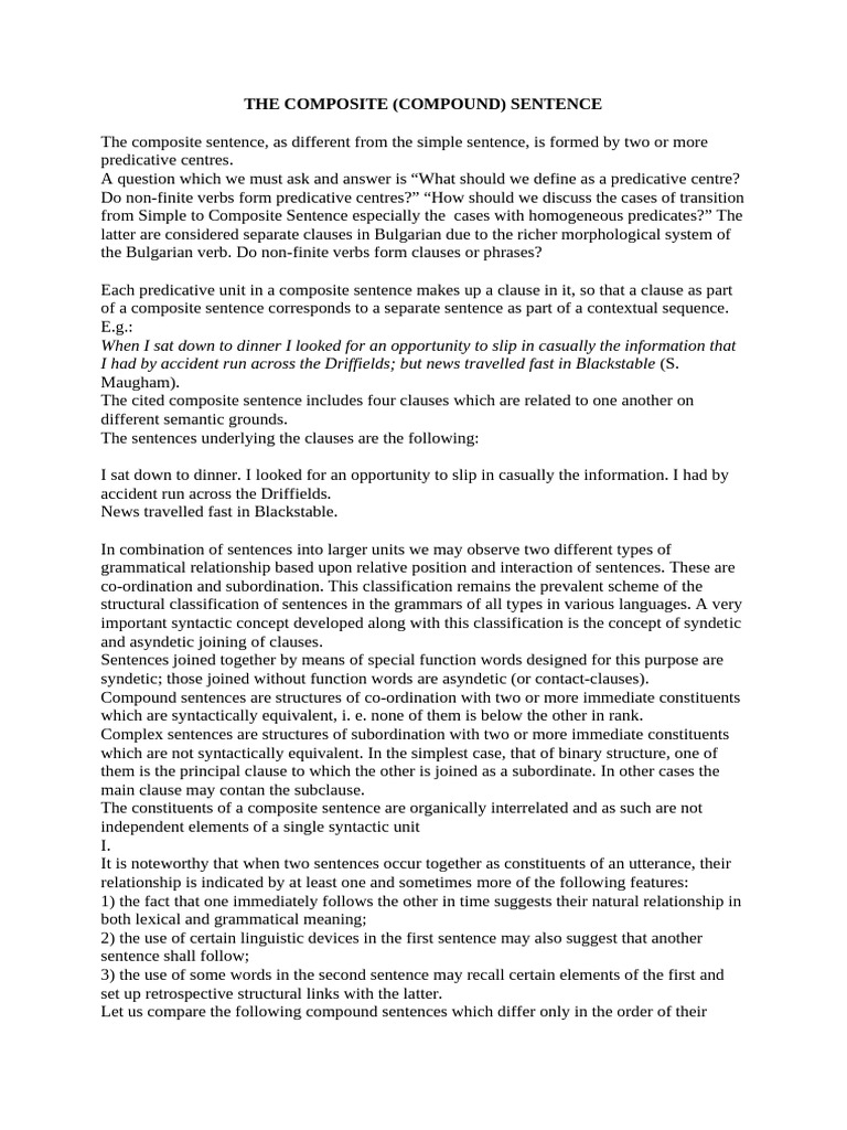 11. the Composite Compound Sentence | PDF | Clause | Sentence (Linguistics)