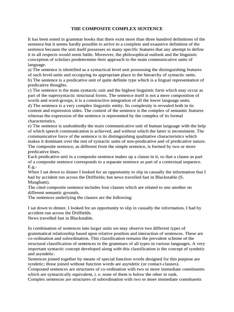 The Composite Complex Sentence | PDF | Clause | Syntax