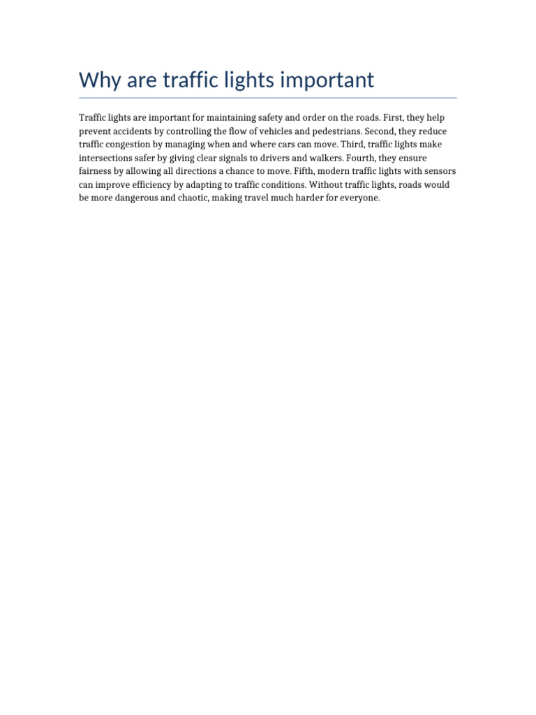 Importance of Traffic Lights Explained | PDF