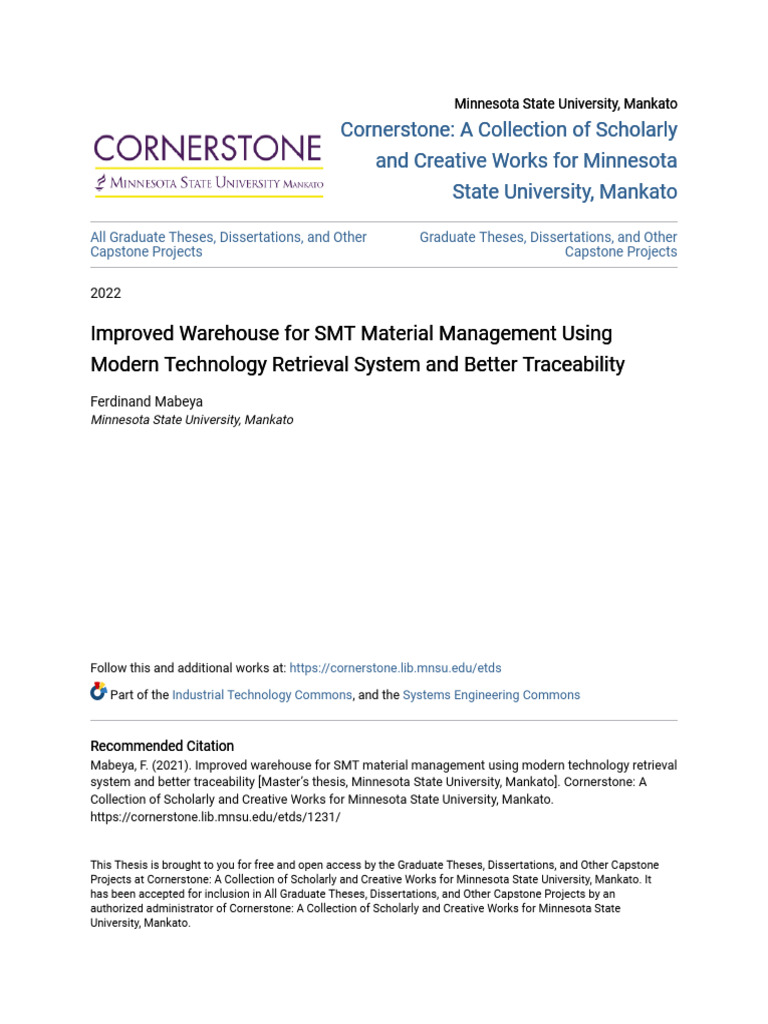 Improved Warehouse for SMT Material Management Using Modern Techn | PDF ...