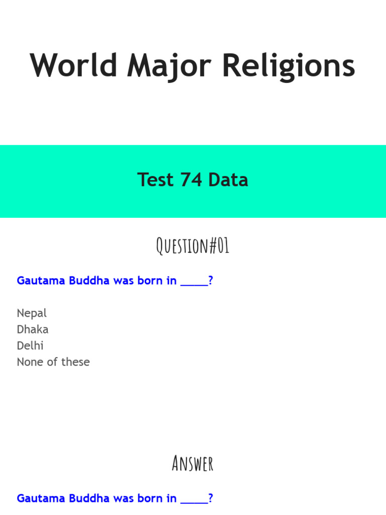 World Major Religions - Test Data 74 | PDF | Temple | Guru Nanak
