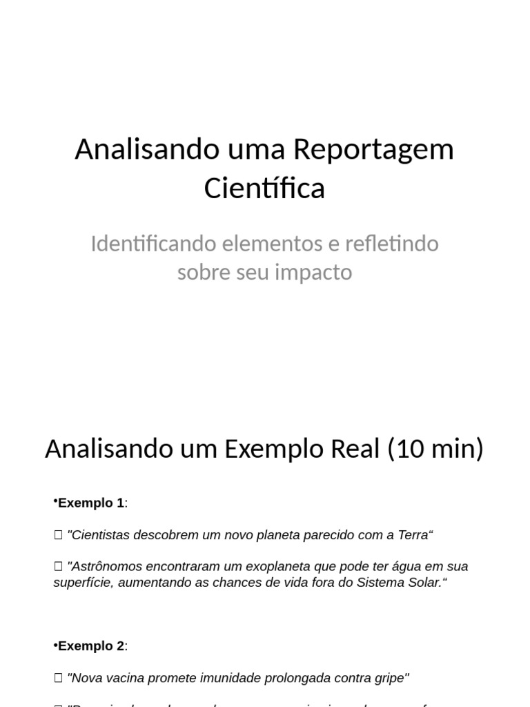 Aula Reportagem Cientifica EXEMPLOS REAIS 06-03-25 | PDF