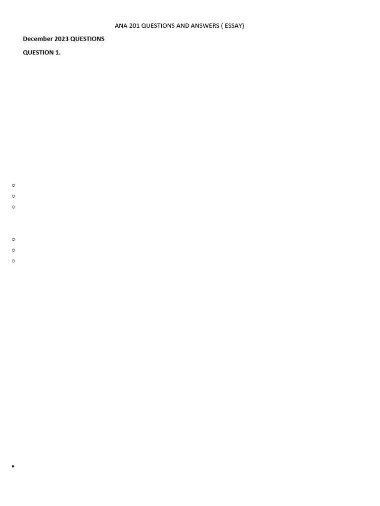 ANA 201 QUESTIONS AND ANSWERS ( PQ AND ERS) | PDF | Elbow | Anatomical ...