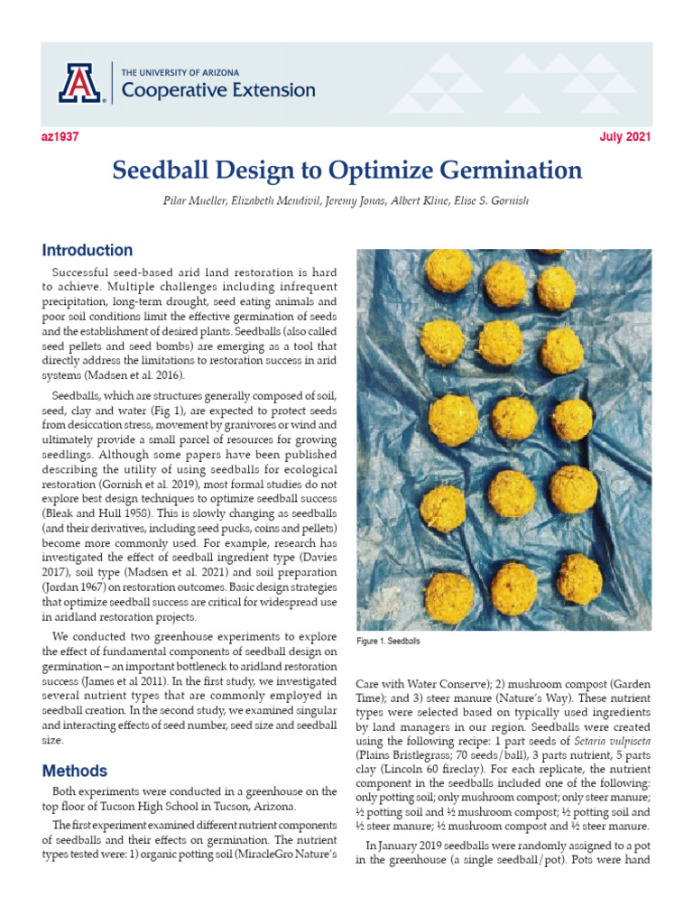 Optimizing Seedball Design for Germination | PDF | Seed | Manure