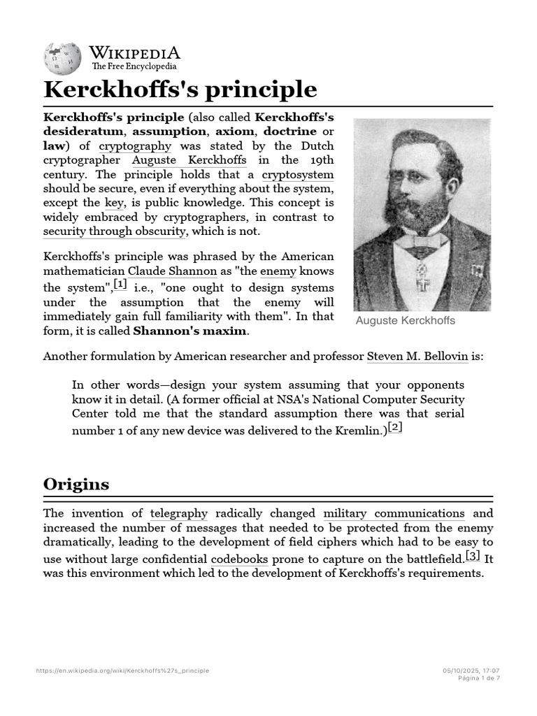 Understanding Kerckhoffs's Principle | PDF | Cryptography | Secure ...