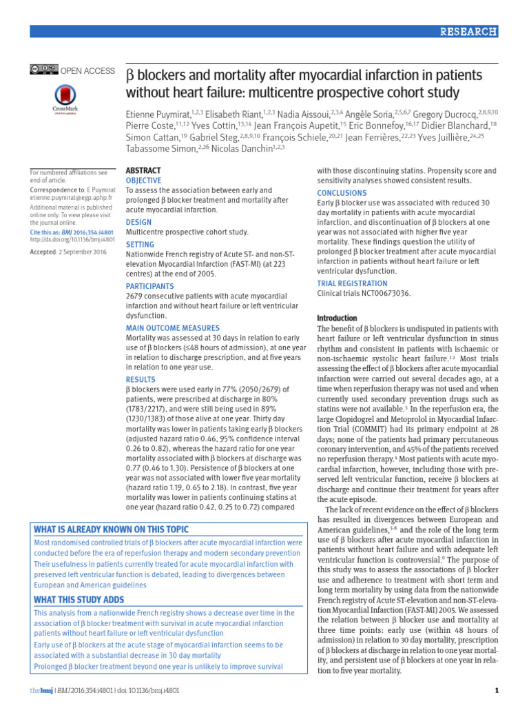 BMJ 2016 - Prospective Cohort | PDF | Myocardial Infarction | Heart Failure