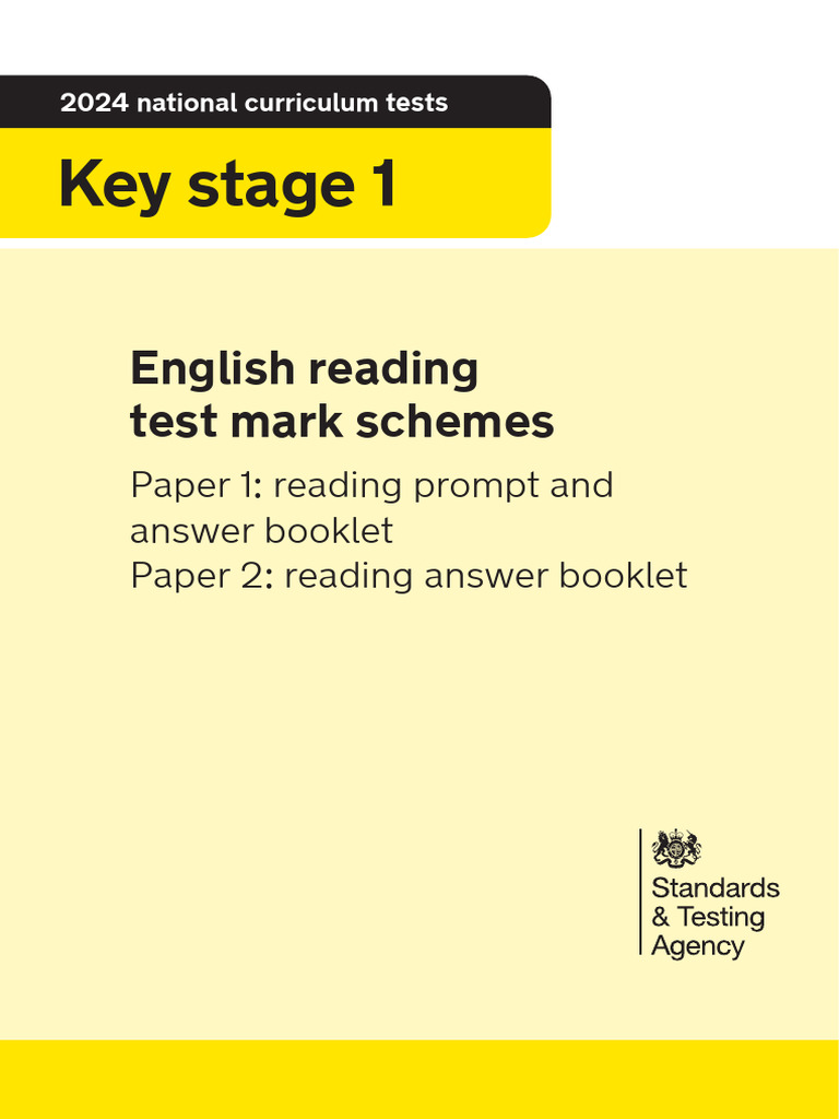 2024 Key Stage 1 Reading Mark Scheme | PDF | Copyright | Hat