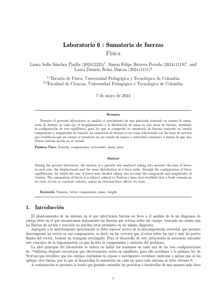 Sumatoria de Fuerzas en Equilibrios Físicos | PDF | Fuerza | Fricción