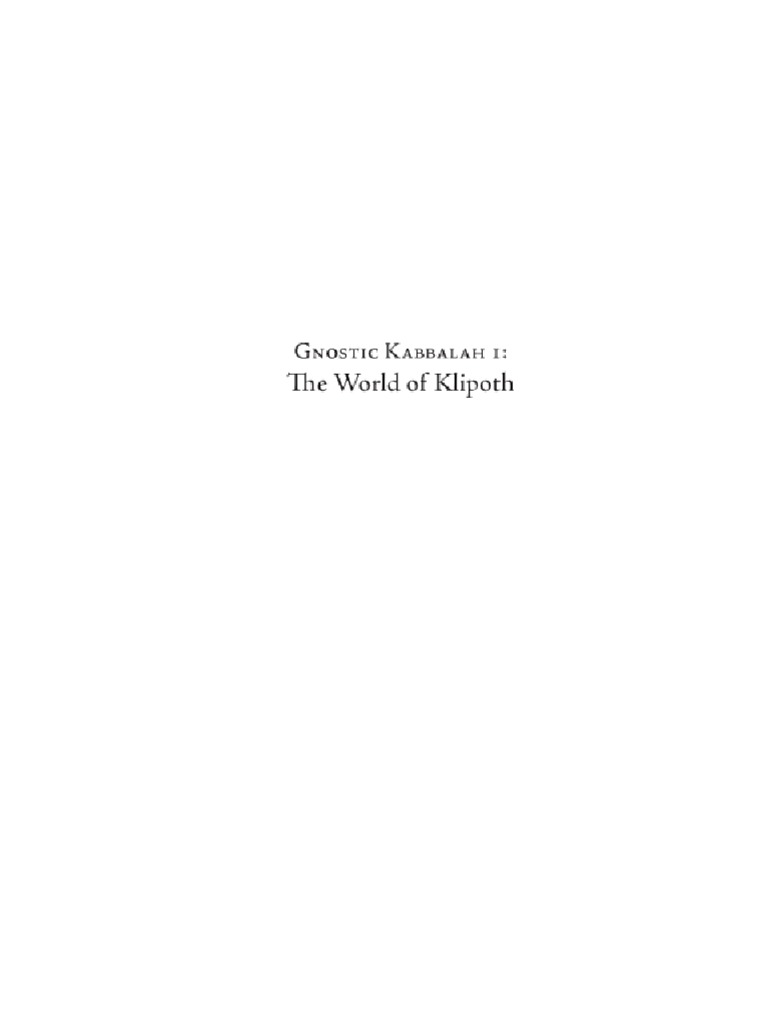 Gnostic Kabbalah One - The World of Klipoth | PDF