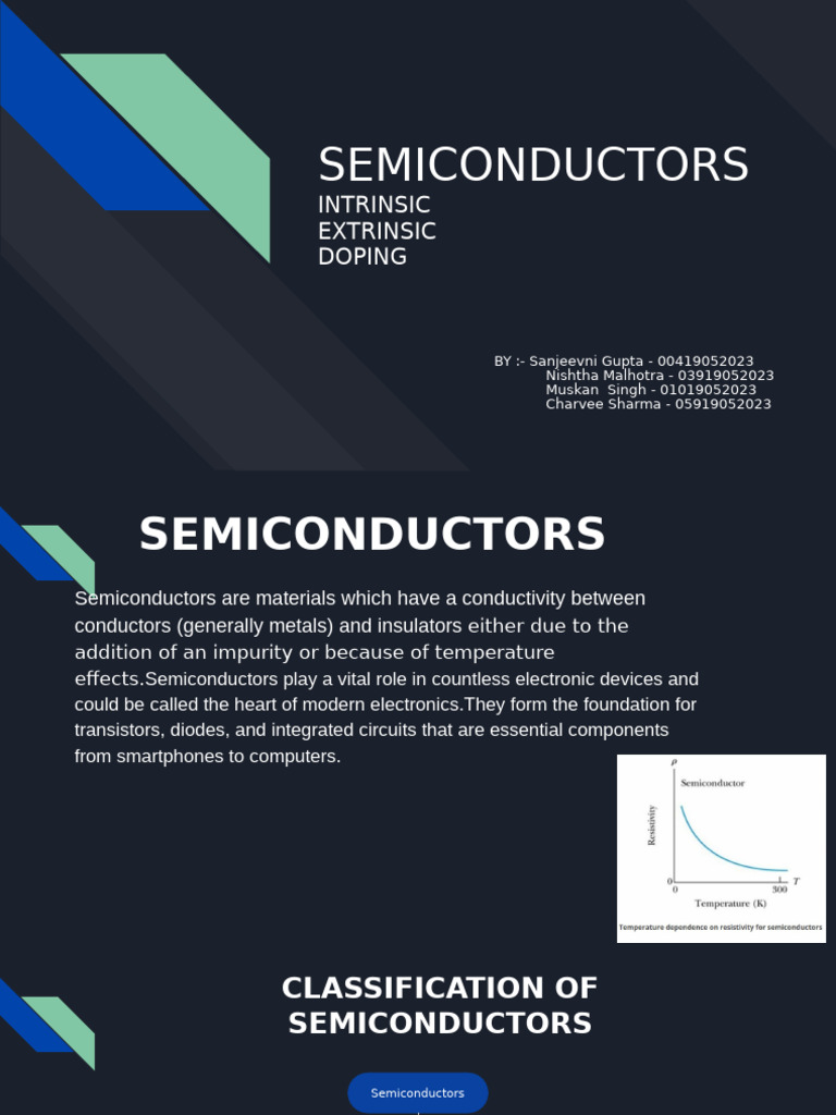 Semiconductors Intrinsic Extrinsic Doping | PDF | Semiconductors | Doping (Semiconductor)