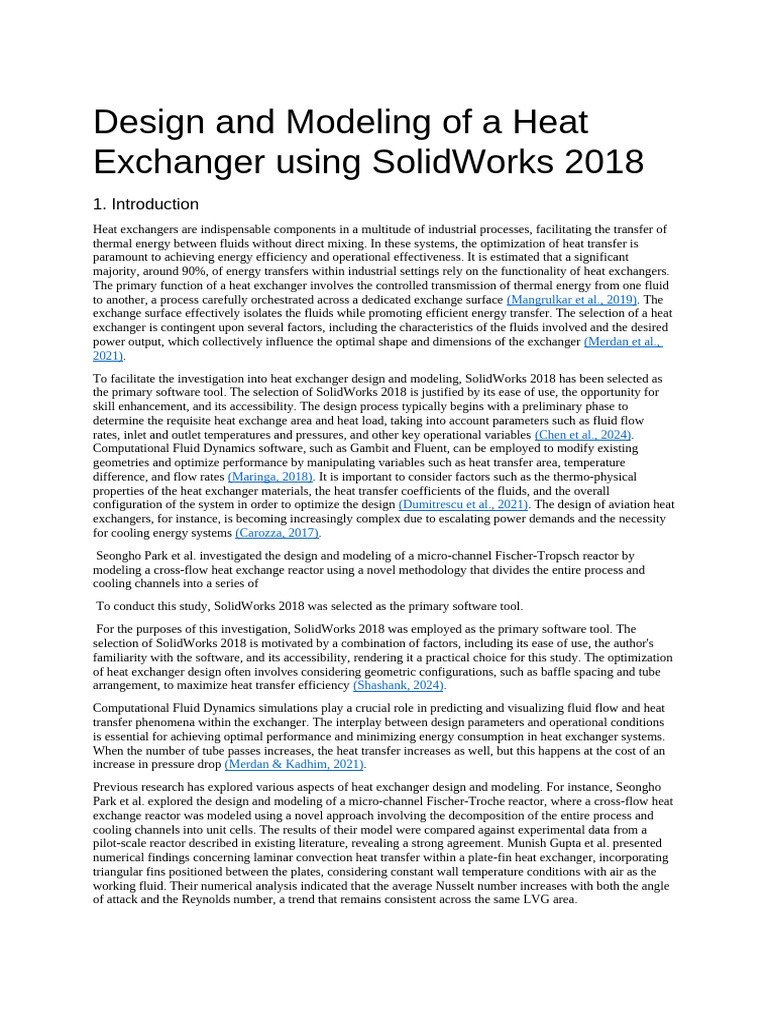 Heat Exchanger Design in SolidWorks | PDF | Heat Transfer | Heat Exchanger