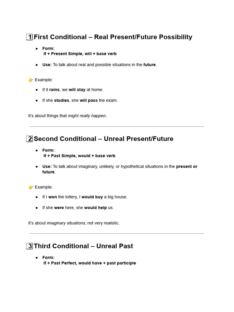 First, Second, Third Conditional | PDF