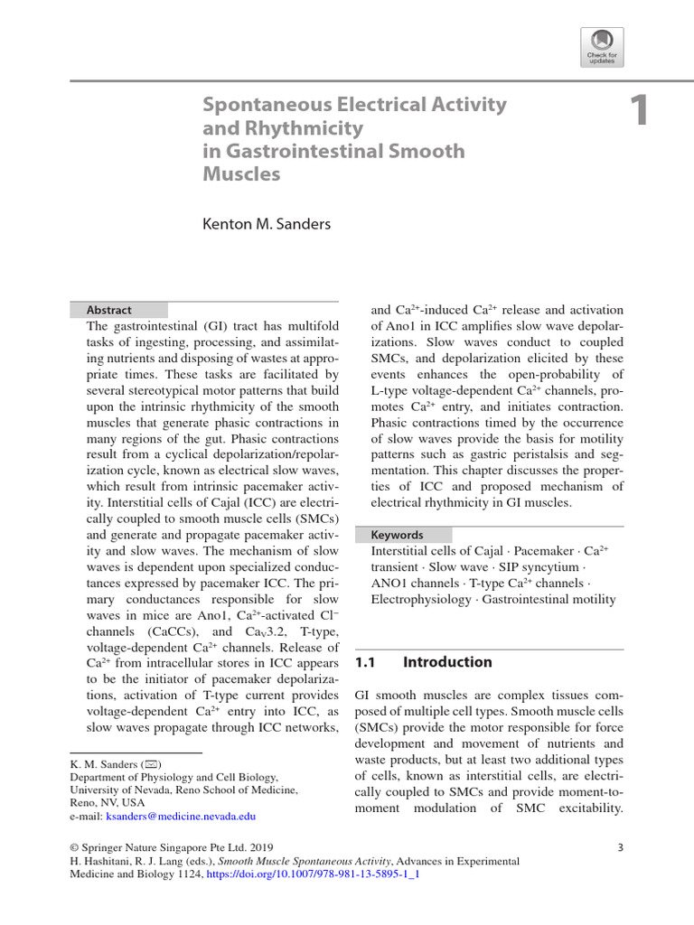 Spontaneous Electrical Activity and Rhythmicity in Gastrointestinal ...