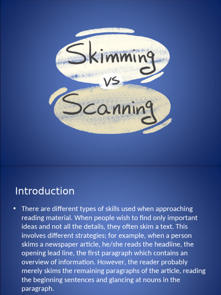 Skimming Vs Scanning | PDF | Speed Reading | Human Communication