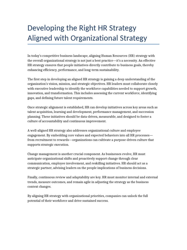 HR Strategy Alignment Blog | PDF