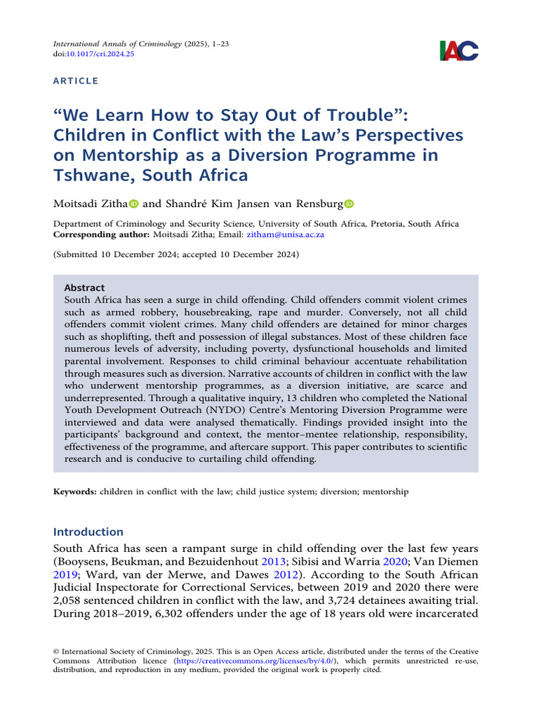 We Learn How To Stay Out of Trouble Children in Conflict With The Laws ...